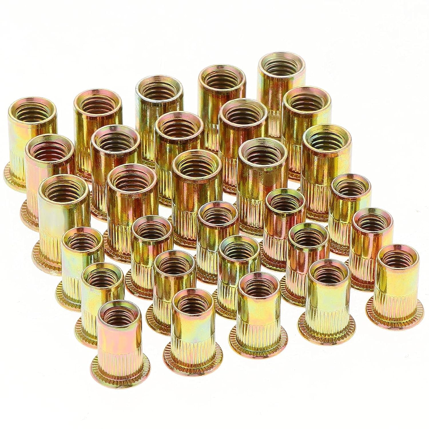 Rivet Nuts, Durable Carbon Steel Threaded Insert Nutserts with Knurled Body for Quick and ...