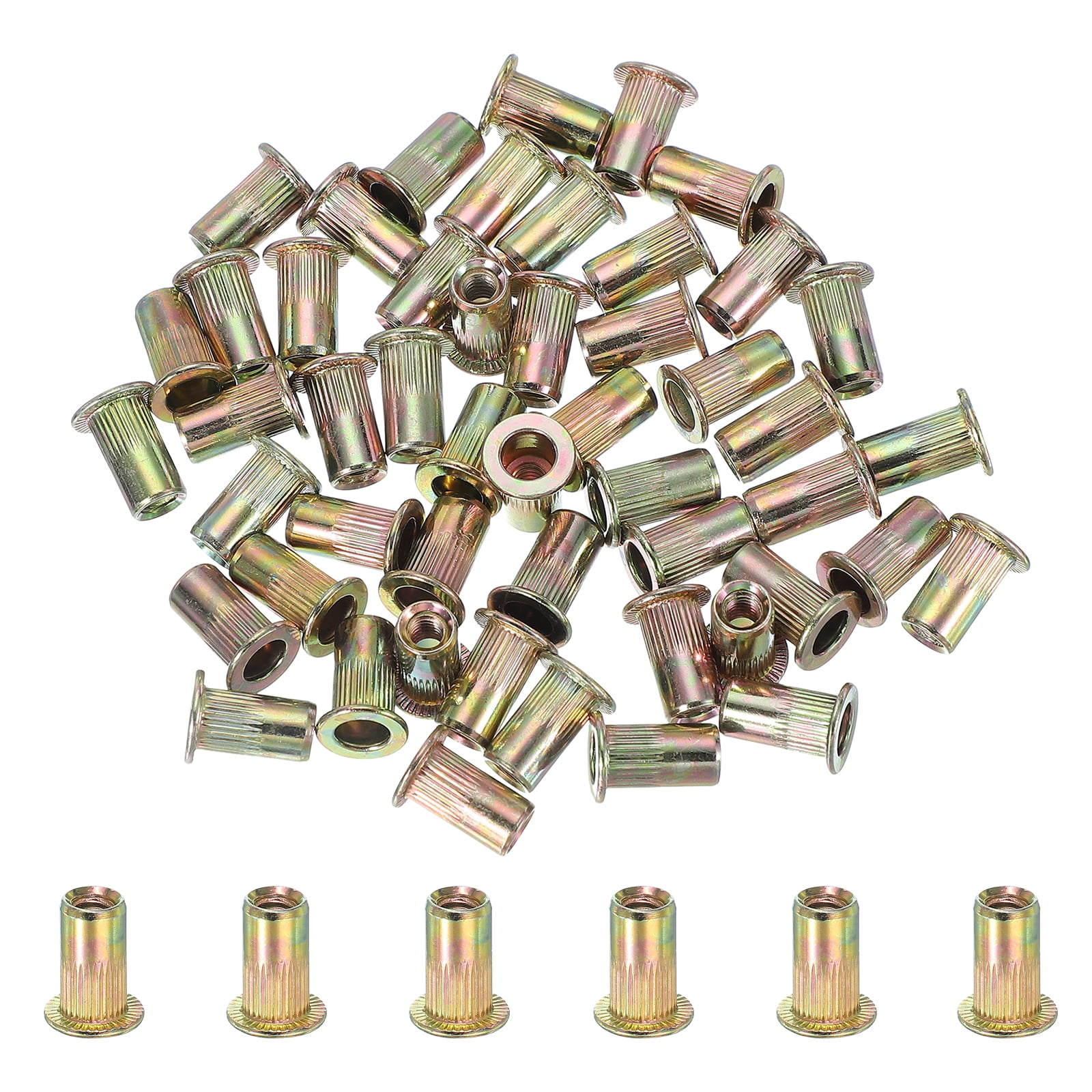 Rivet Nuts Galvanized Carbon Steel Knurled Flat Head Threaded Insert ...