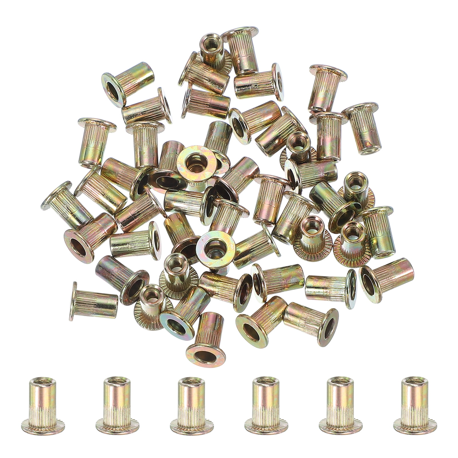 Rivet Nuts Galvanized Carbon Steel Knurled Flat Head Threaded Insert ...