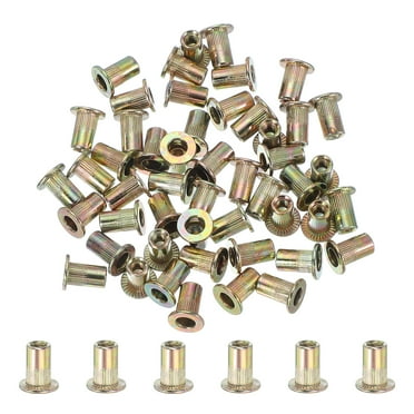 VIGRUE 205PCS Hardware Metal 304 Stainless Steel Rivet Nut Set, Flat Head Threaded Insert ...