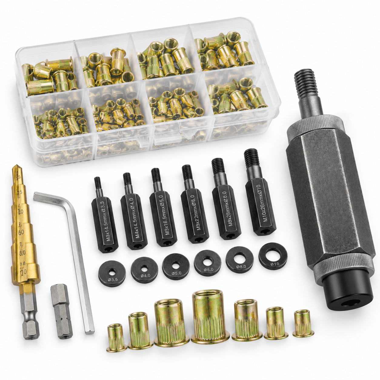Rivet Nuttallation Tool Set Flat Head Rivnut Threadedert Kit Sae ...