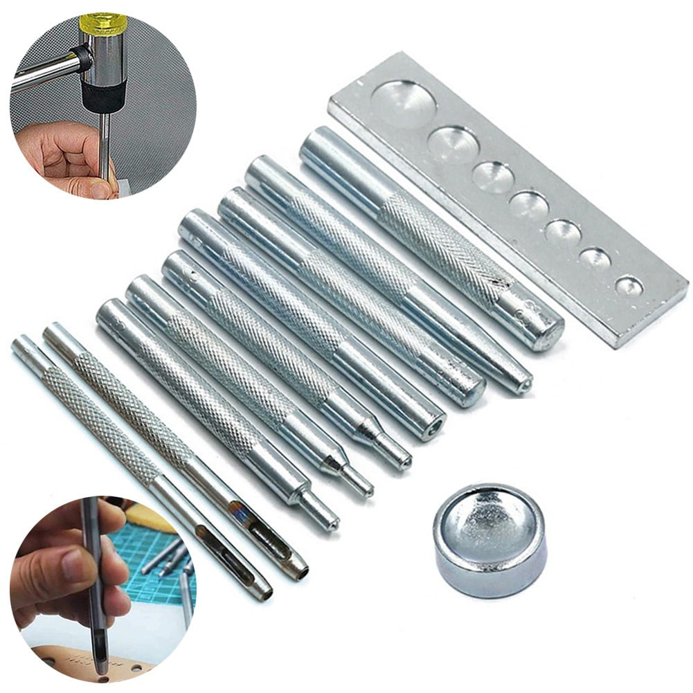 Rivet Setter Hole Punch Set Round Die Base Silver Hand Tool Leather Tool 11pcs Set 2.5mm 201 45 ...