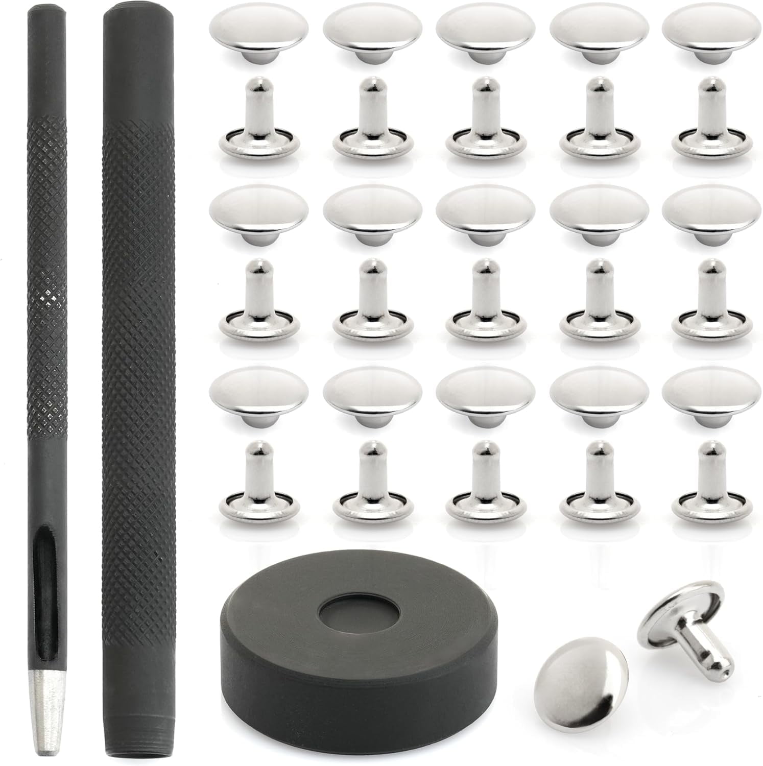 CRAFTME STUDIO 7mm Double Cap Rivet Setter Tool Kit with Block Anvil ...