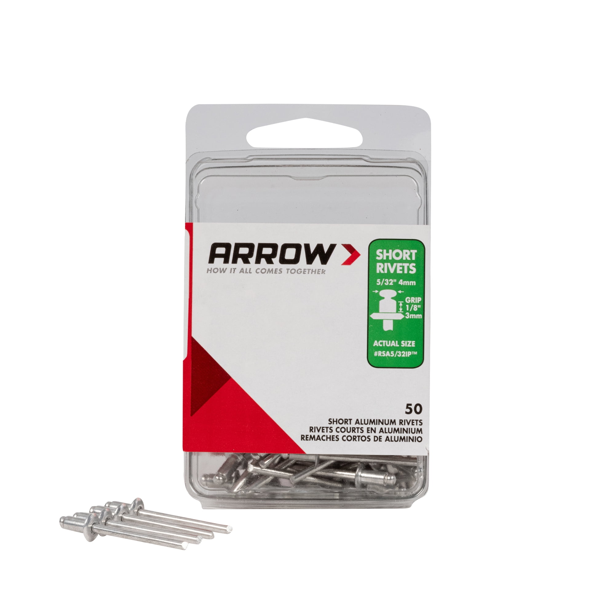 Arrow Rivet Short Aluminum 5/32x5/32" - Walmart.com
