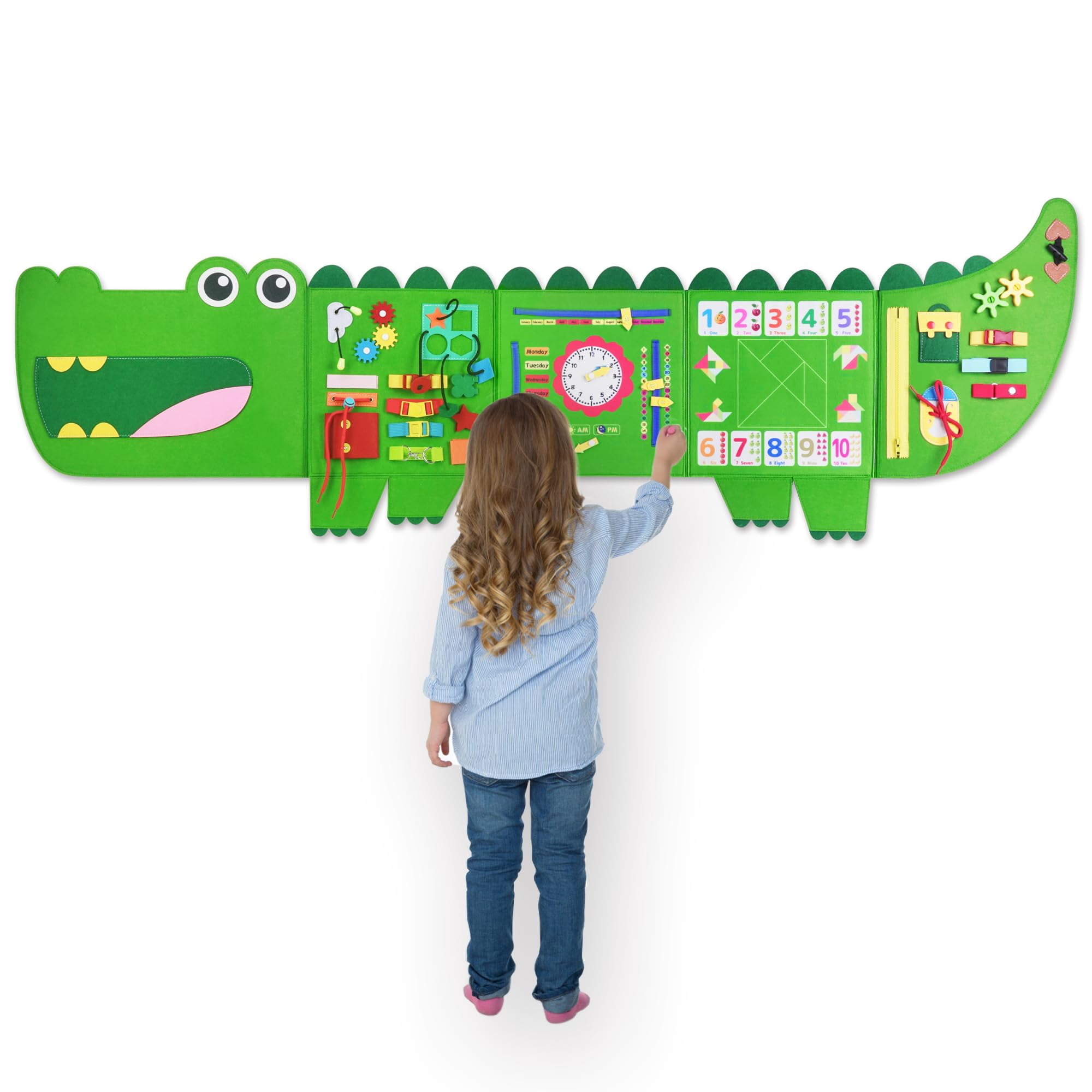 Rivibou Crocodile Montessori Busy MMF7 Board,Sensory Board,Educational ...