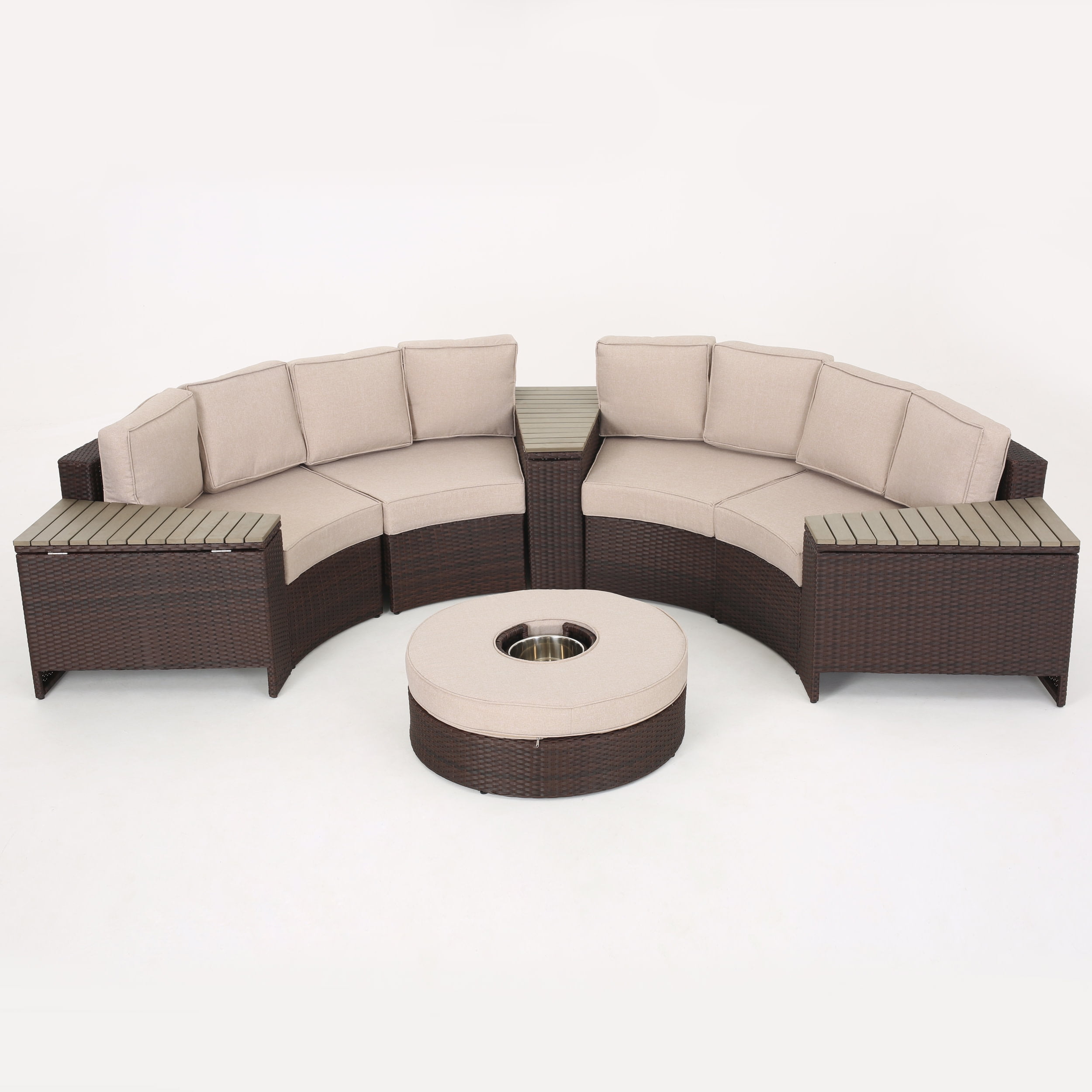 Riviera 8pc Outdoor Sectional Sofa Set with Storage Trunks & Ice Bucket ...