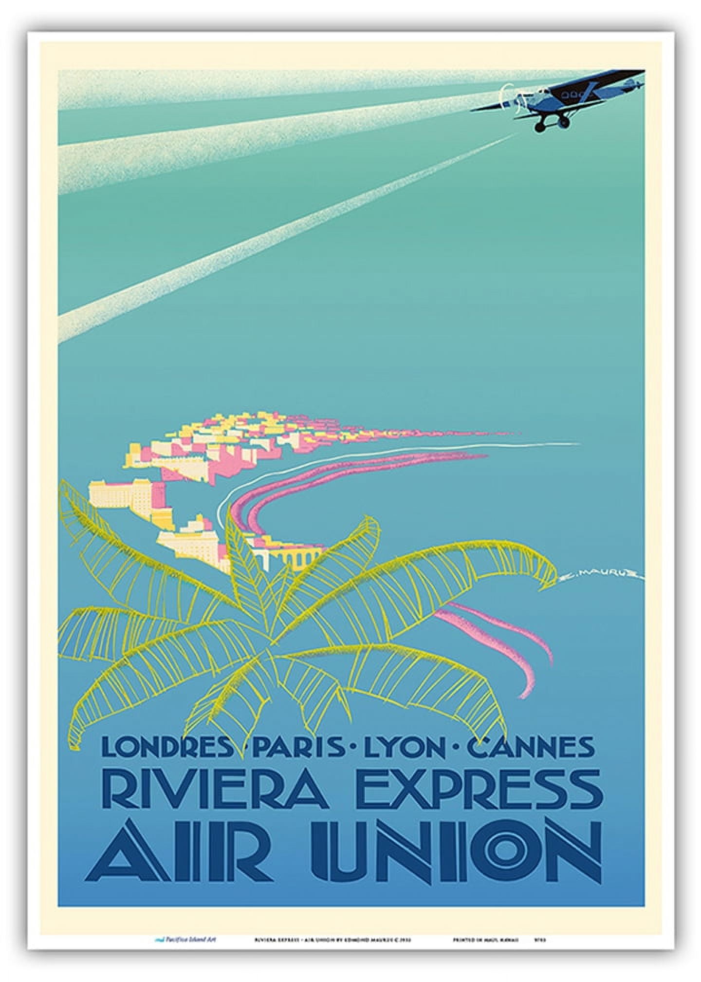 Riviera Express - London Paris Cannes - Air Union Bréguet 280T - Vintage Airline Travel Poster ...
