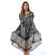 Riviera Sun Tie Dye Summer Dress with Raglan Eyelet Sleeve & Embroidery ...