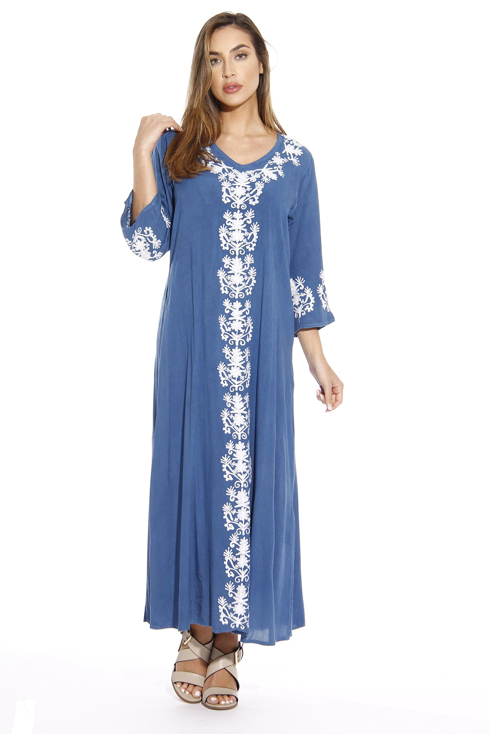 Riviera Sun Caftan / Caftans for Women (Denim / White, Large) - Walmart.com