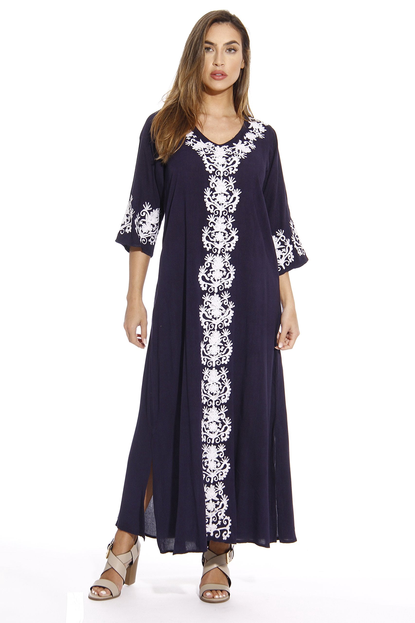Riviera Sun Caftan / Caftans for Women (Navy / White, Medium) - Walmart.com