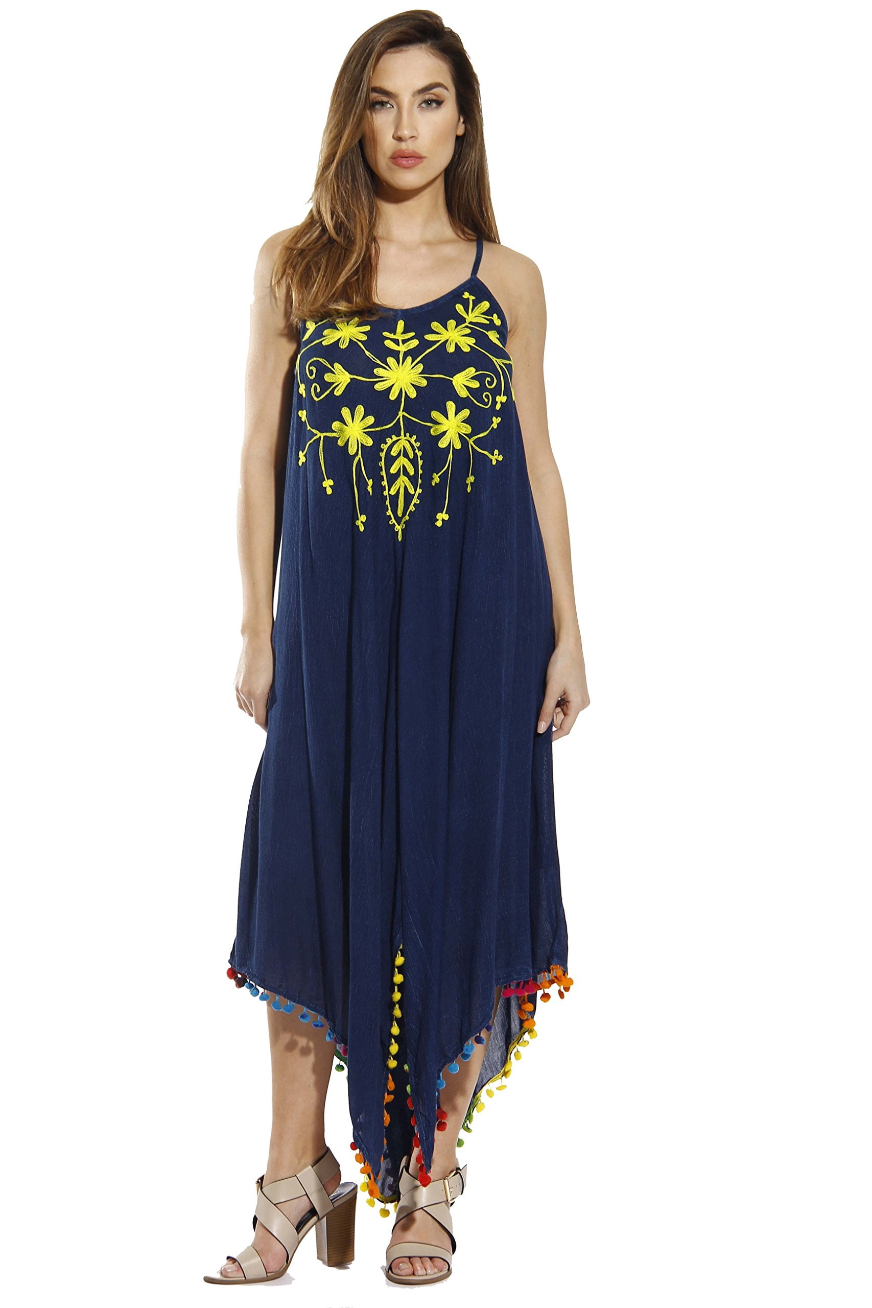 Riviera Sun Dress / Dresses for Women (Dark Denim with Yellow ...