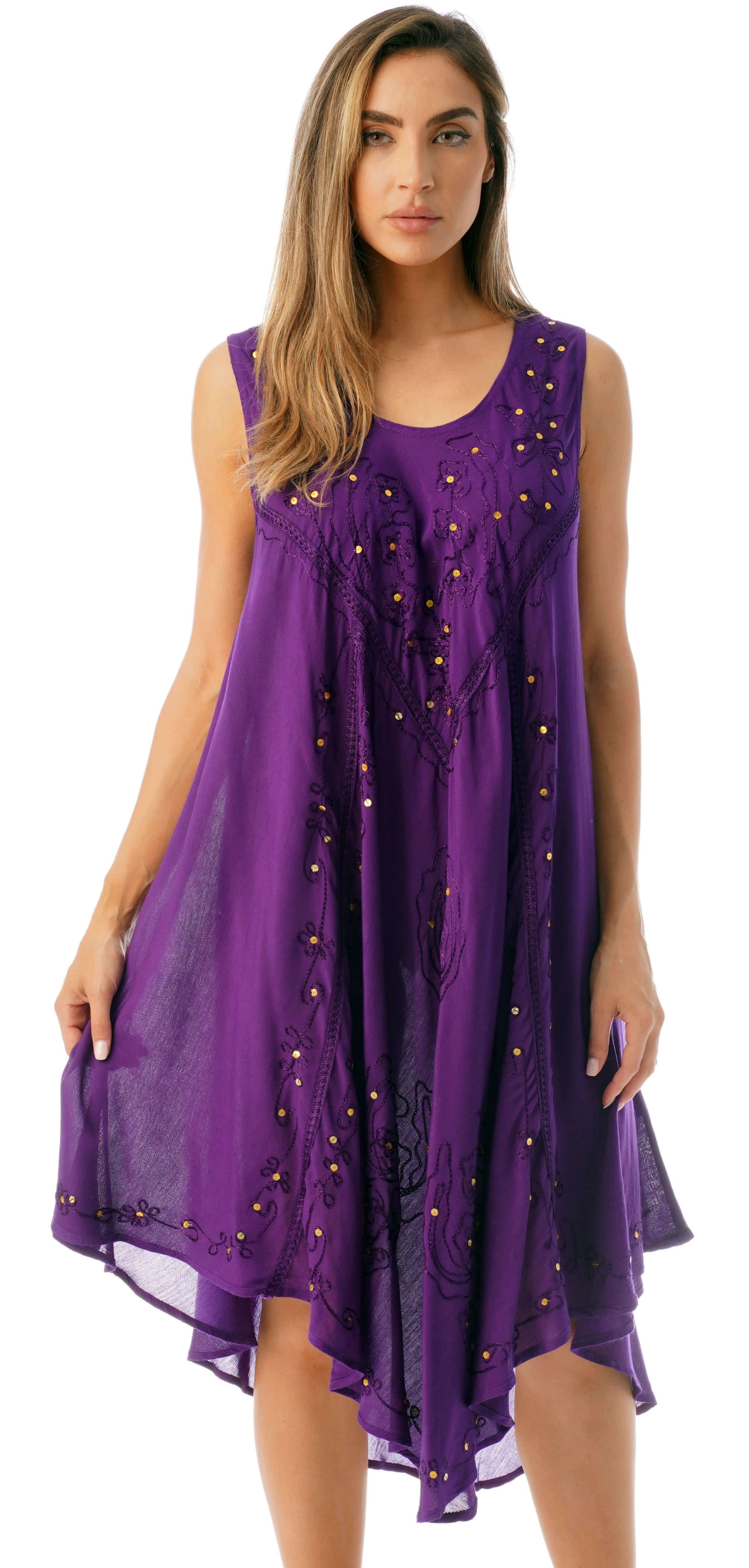 Riviera Sun Sundress for Women, Purple 2X Regular, Embroidered Rayon ...