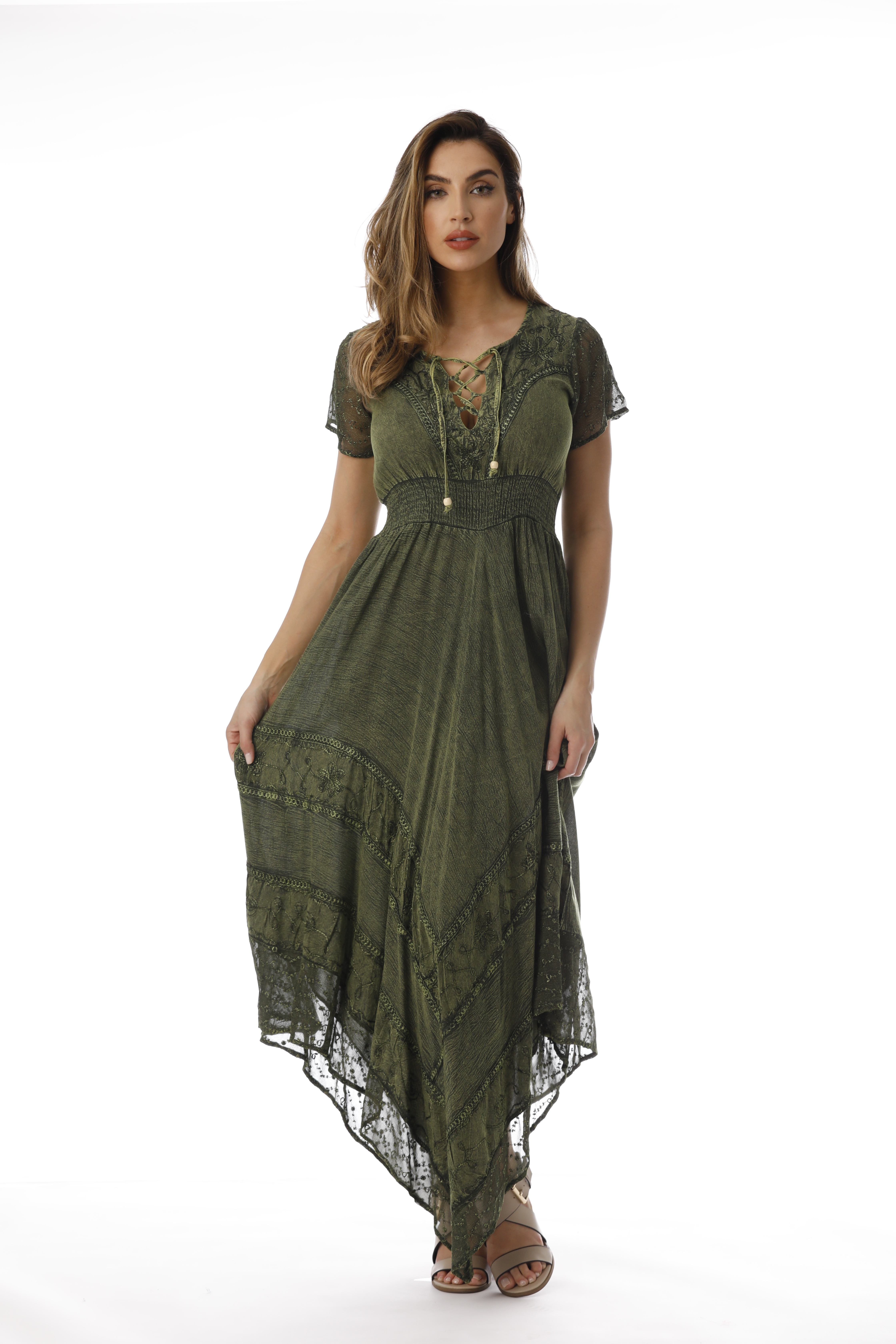 Riviera Sun Embroidered Boho Summer Maxi Dress - Walmart.com