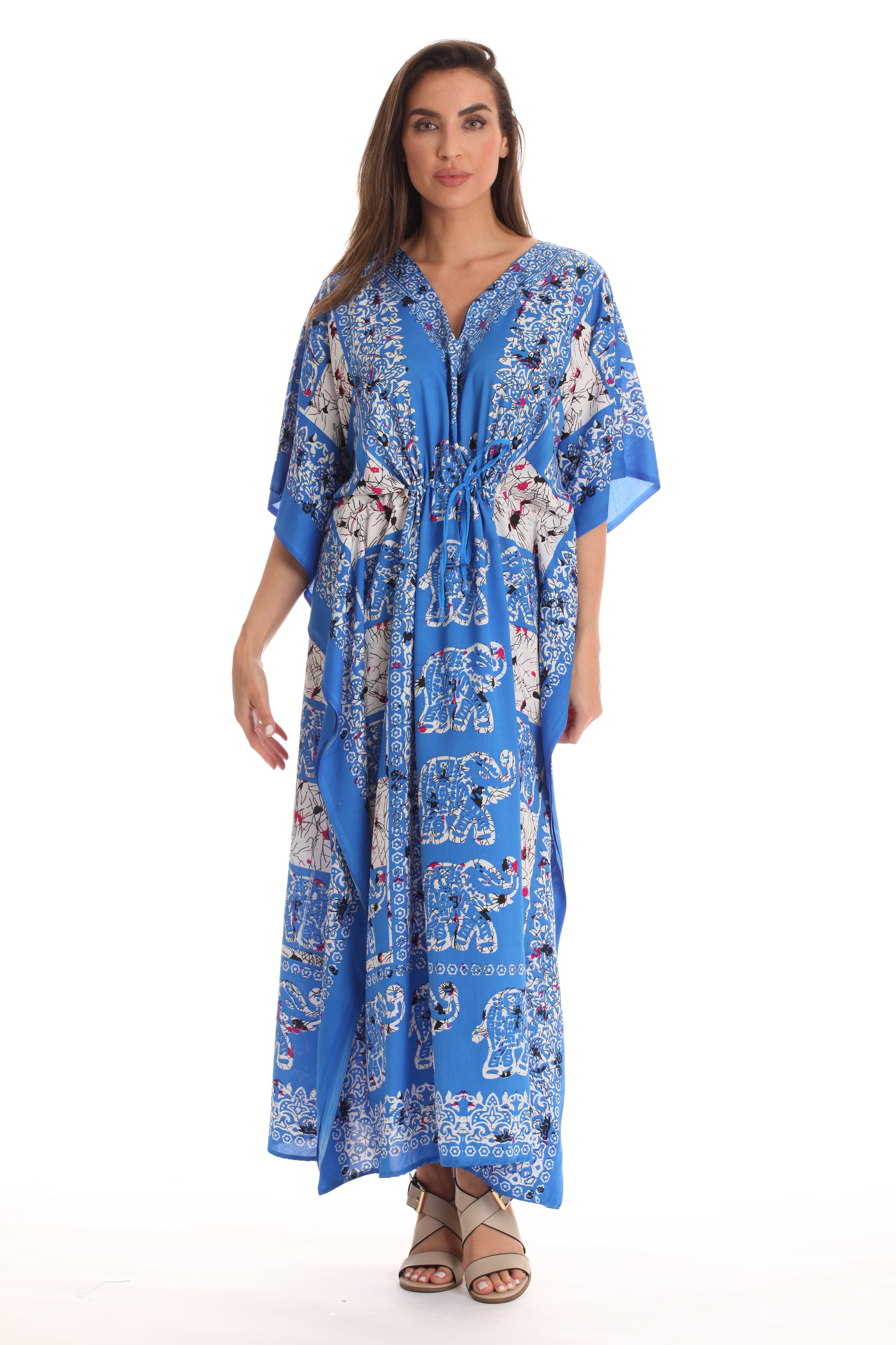 Riviera Sun Long Dashiki Caftan / Caftans for Women (Blue - Elephant ...