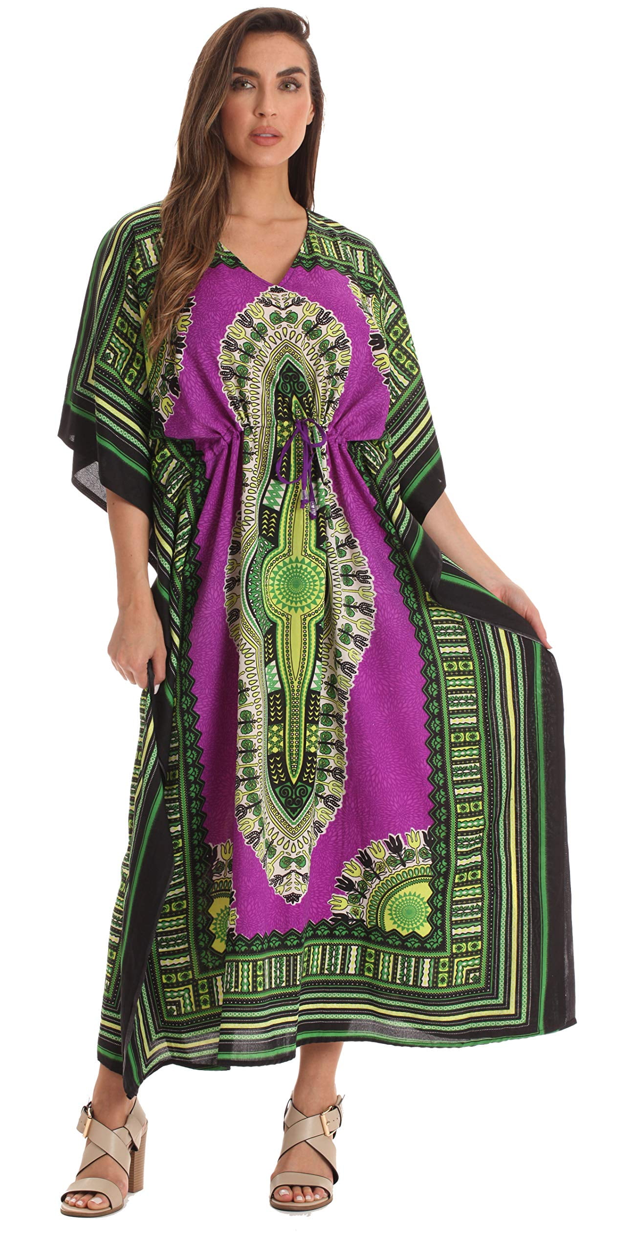 Riviera Sun Long Dashiki Caftan / Caftans for Women (Blue - Multi, 2X ...