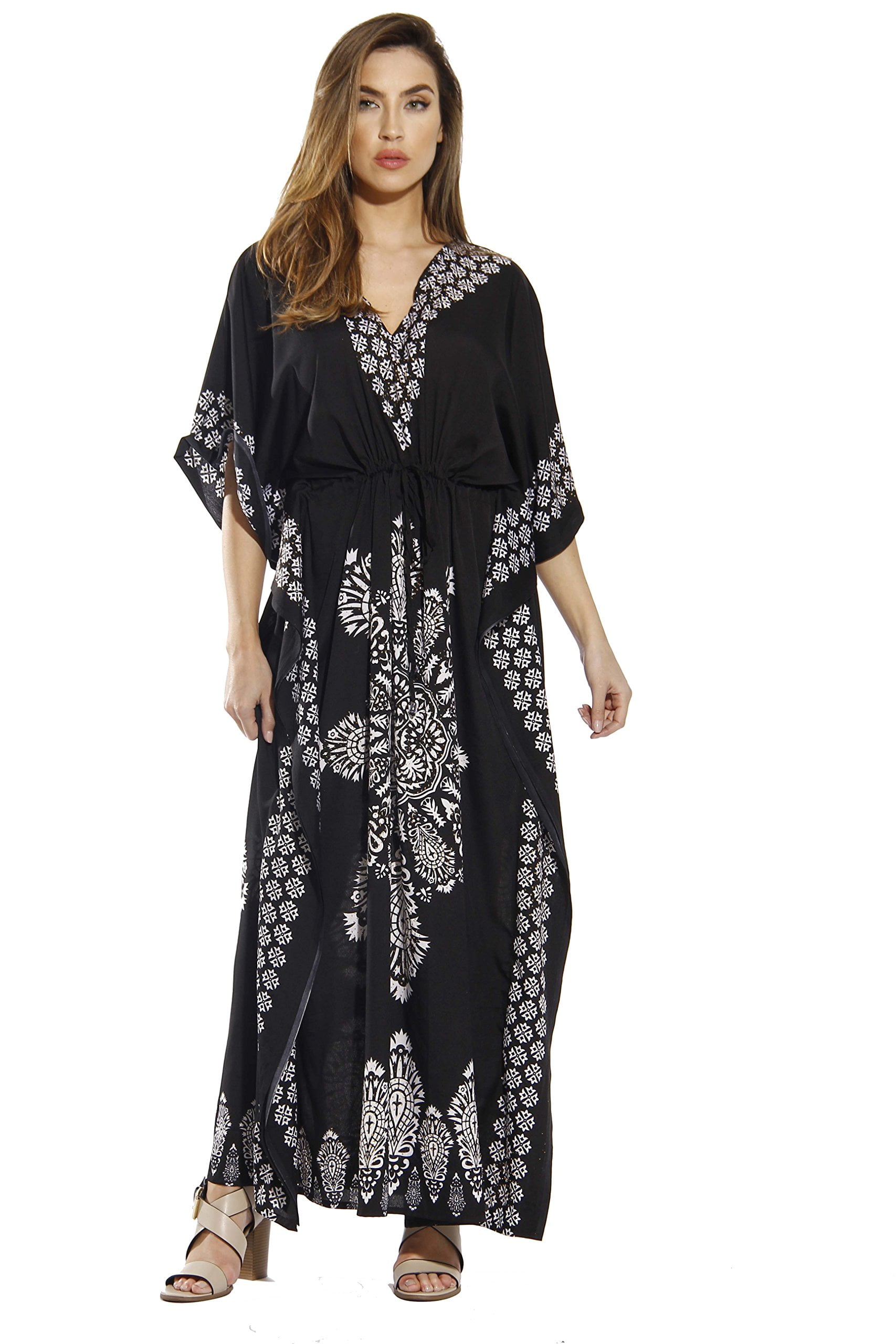 Riviera Sun Maxi Length Cinch Waist Caftan Kaftans for Women - Walmart.com