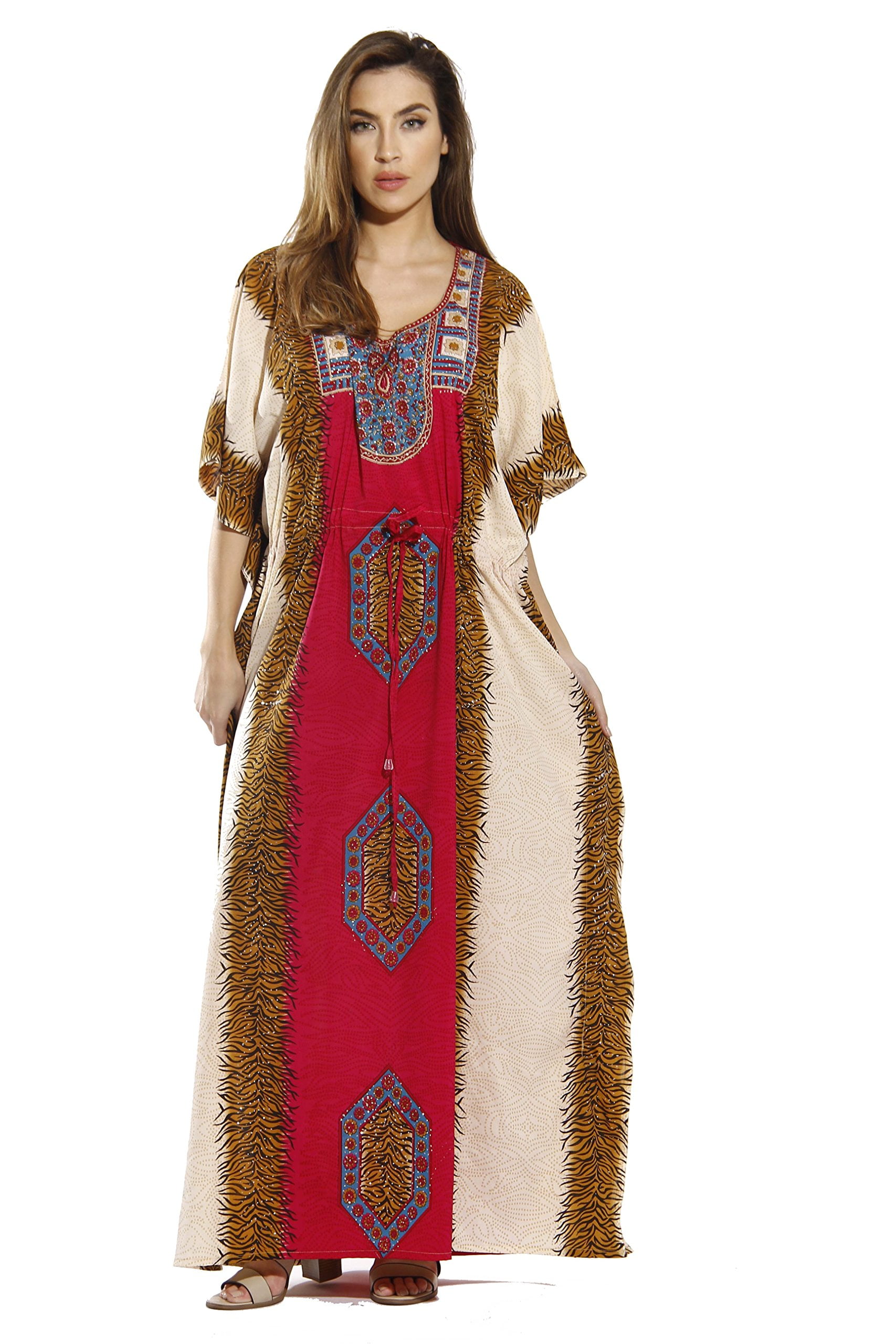 Riviera Sun Maxi Length Cinch Waist Caftan Kaftans for Women - Walmart.com