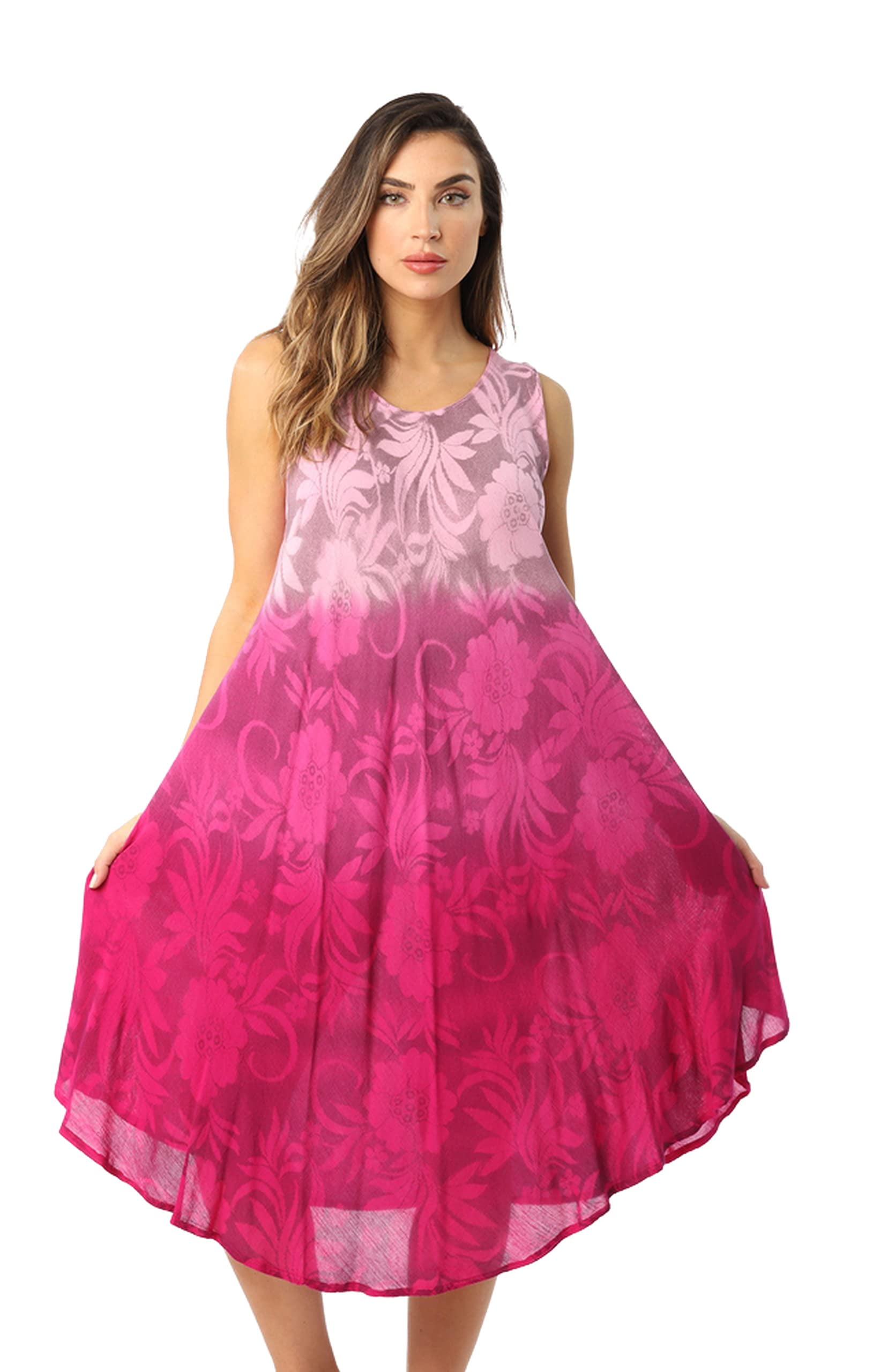 Riviera Sun Ombre Tie Dye Summer Dress with Floral Painted Design ...