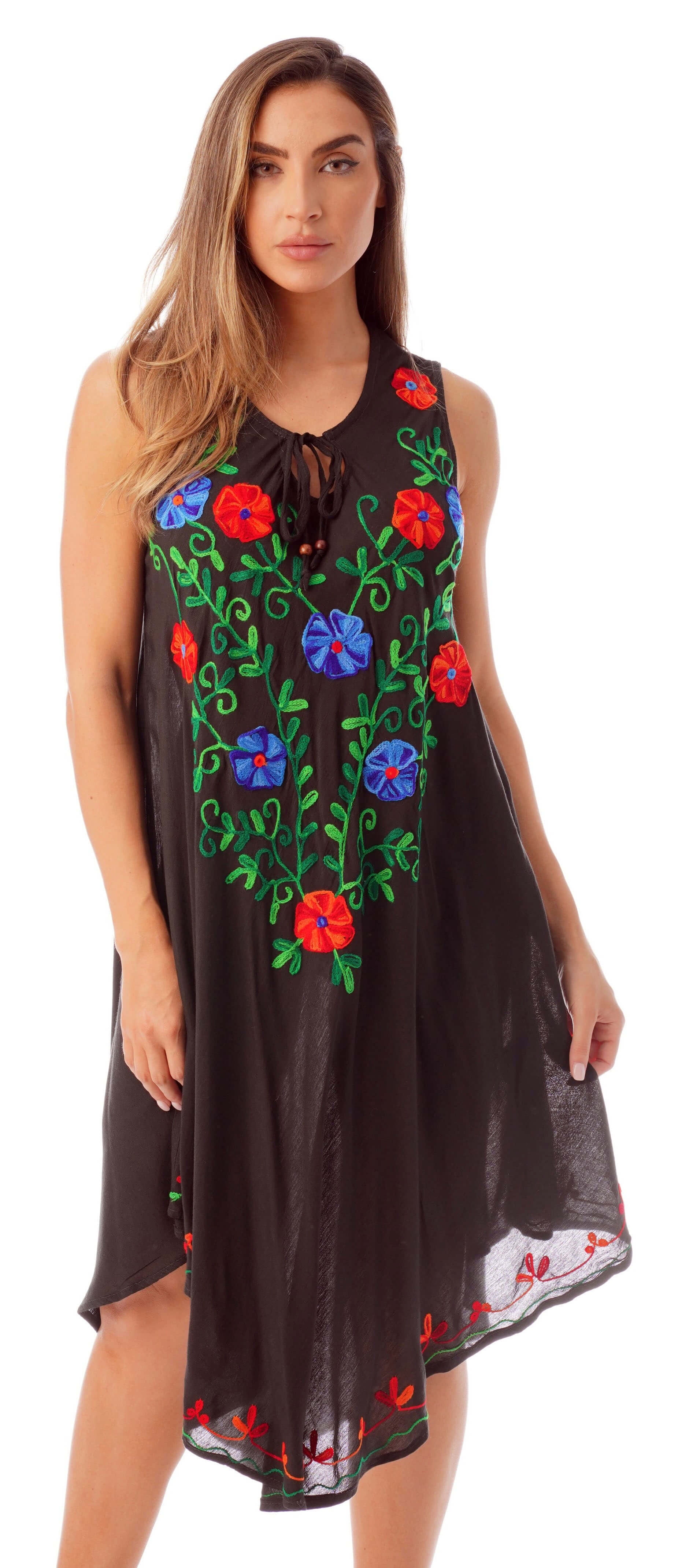 Riviera Sun Sleeveless Umbrella Dresses for Women (Black, 2X) - Walmart.com