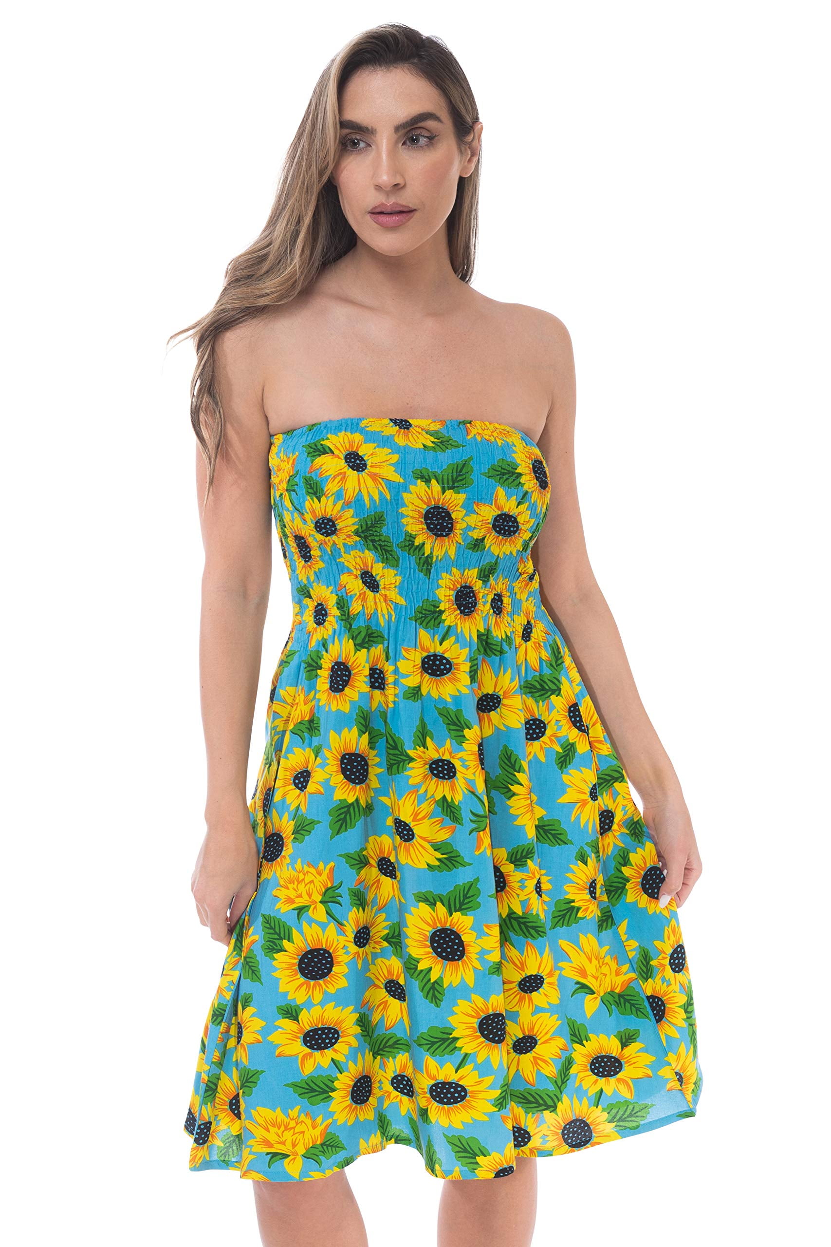 Riviera Sun Strapless Tube Short Dress / Summer Dresses (Turquoise ...