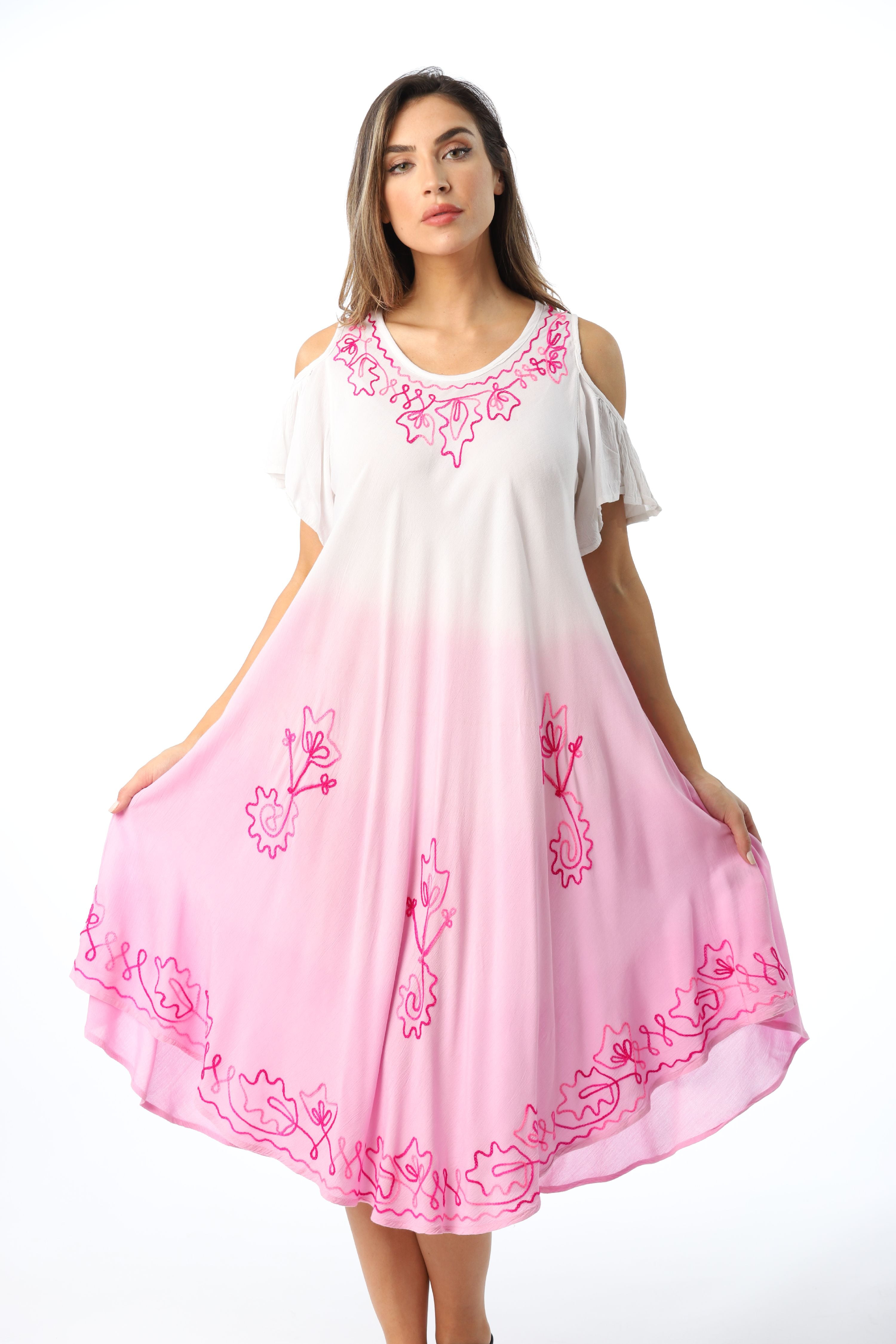 Riviera Sun Womens Cold Shoulder Ombre Tie-Dye Sundress Lightweight ...