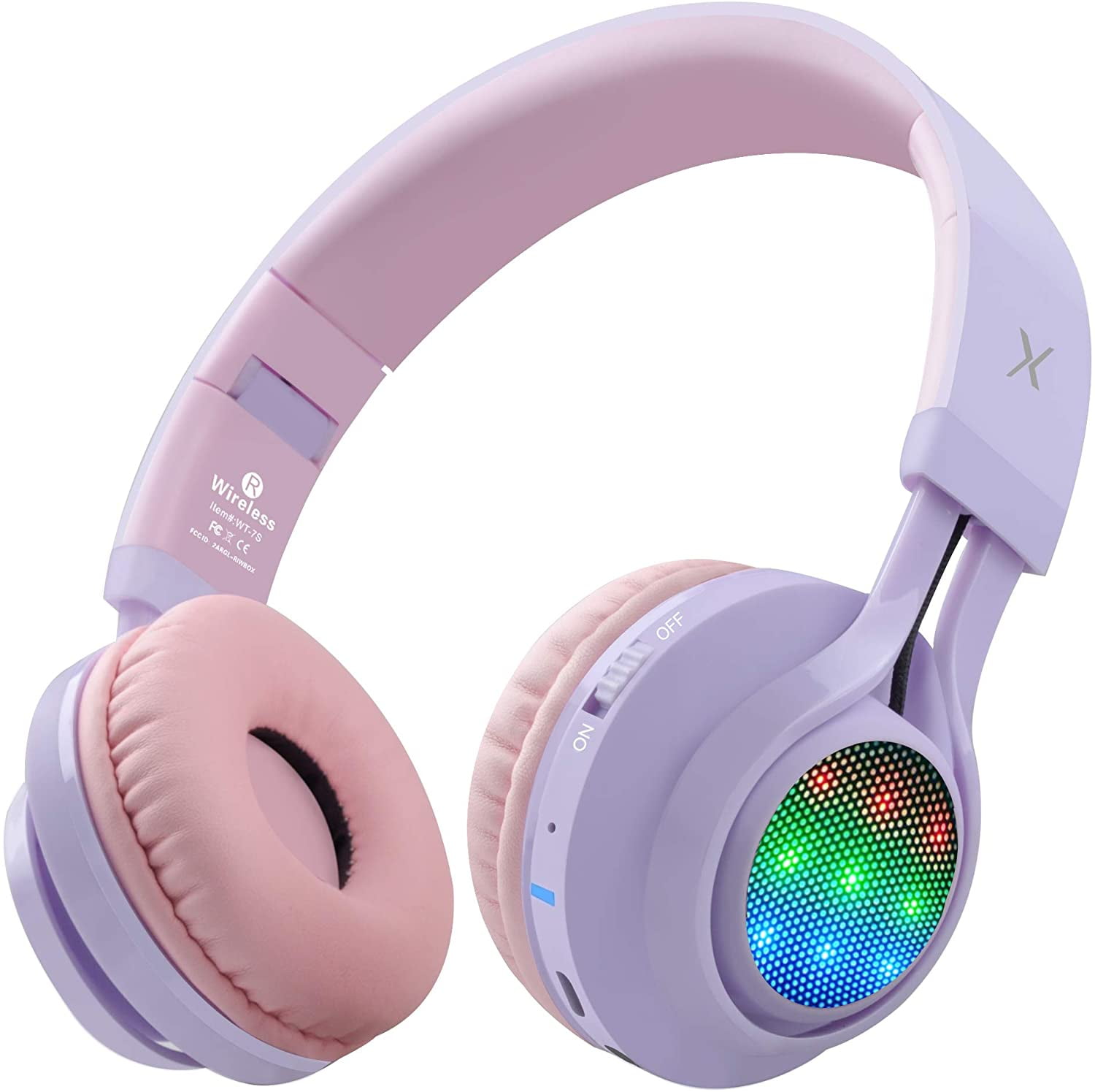 Riwbox WT-7S Bluetooth Headphones Light Up, Foldable Stero Wireless ...