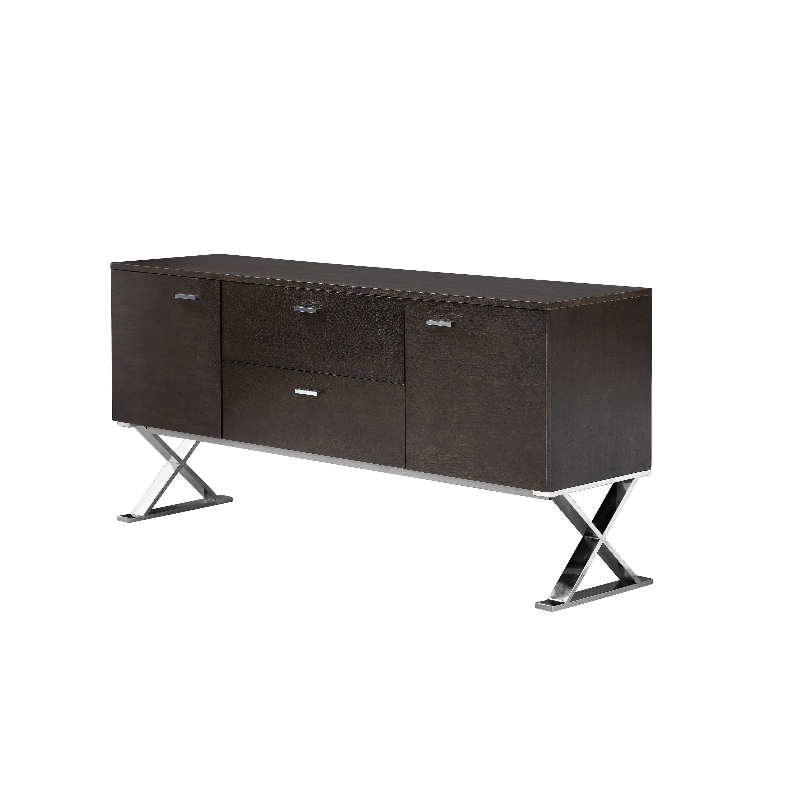 Rix Sideboard Buffet Console, 2 Door, X Chrome Legs, Brown 69 Inch ...