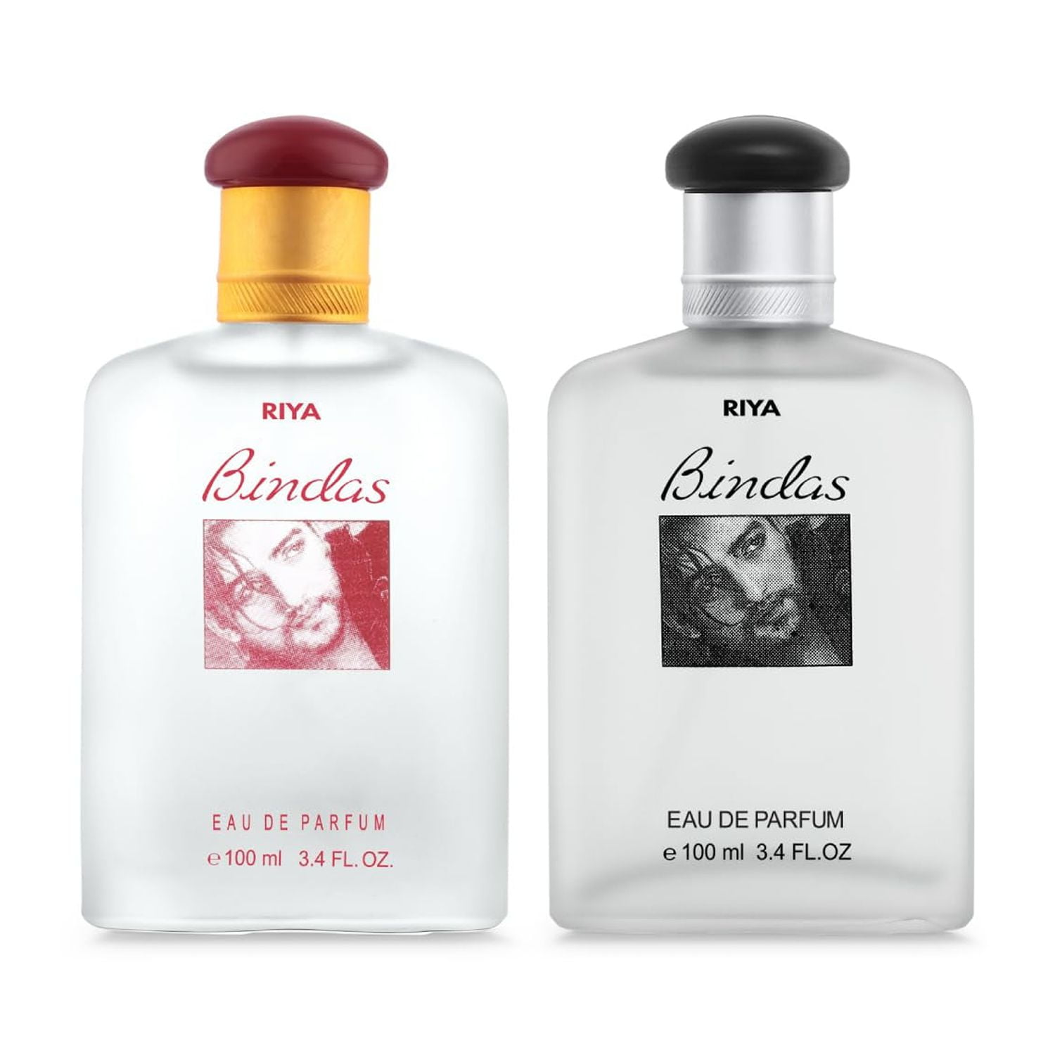 Riya Bindas Red + Black Eau De Parfum For Men Pack Of 2X 100ml, 3.4 Fl.oz. Each | With Aromatic ...