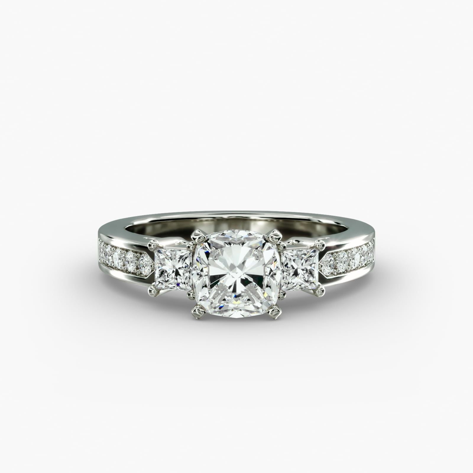 Riya Jewel 2.4 Ct Cushion Cut Diamond Rings - 14K White Gold Over Rings ...