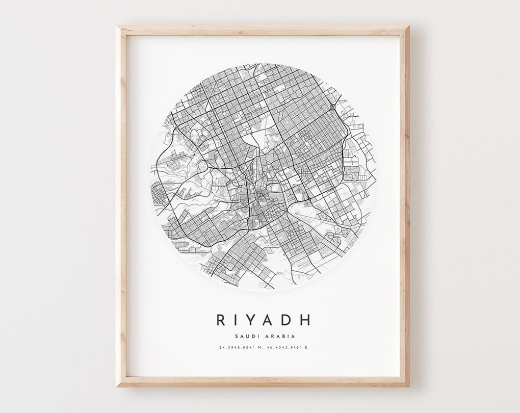 Riyadh Map Print, Riyadh Map Poster City Wall Art, Riyadh Road Map ...