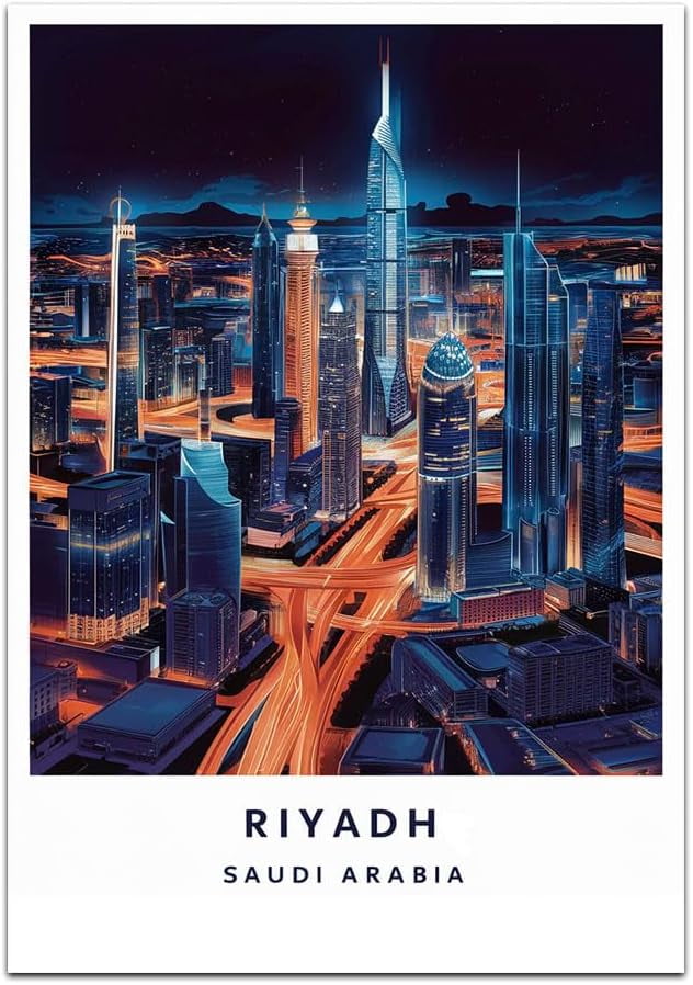 Riyadh Map Retro Style Travel Canvas, Riyadh Map Vintage Rustic Canvas ...