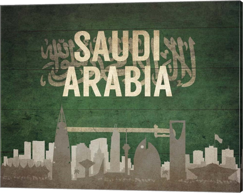 Riyadh, Saudi Arabia - Flags and Skyline by Color Me Happy, Canvas Wall ...