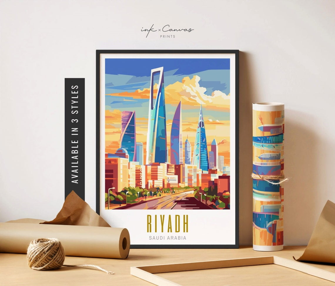Riyadh Saudi Arabia Poster Riyadh Travel Poster Riyadh Skyline Wall Art ...