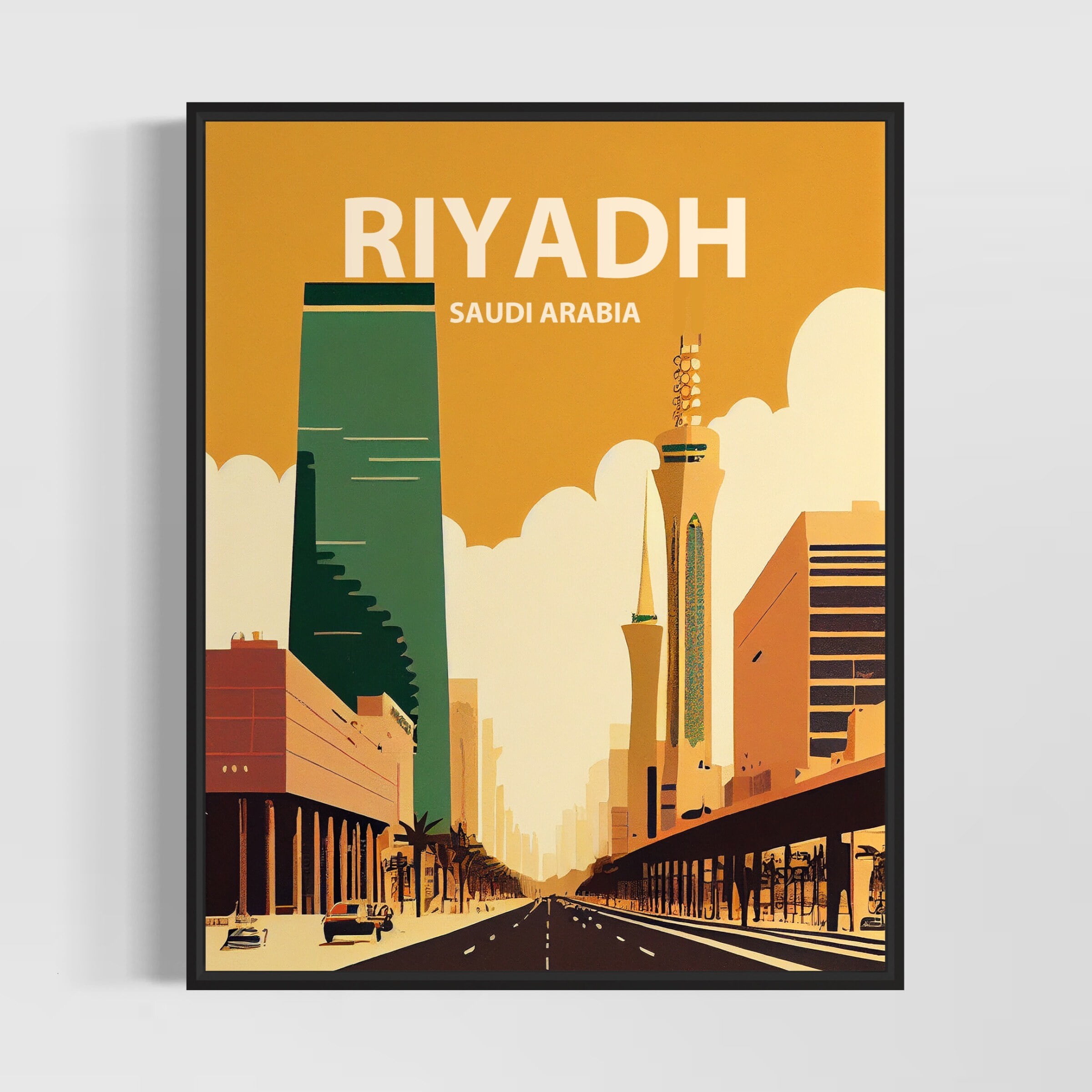 Riyadh Saudi Arabia Retro Art Print Riyadh Wall Art Illustration ...