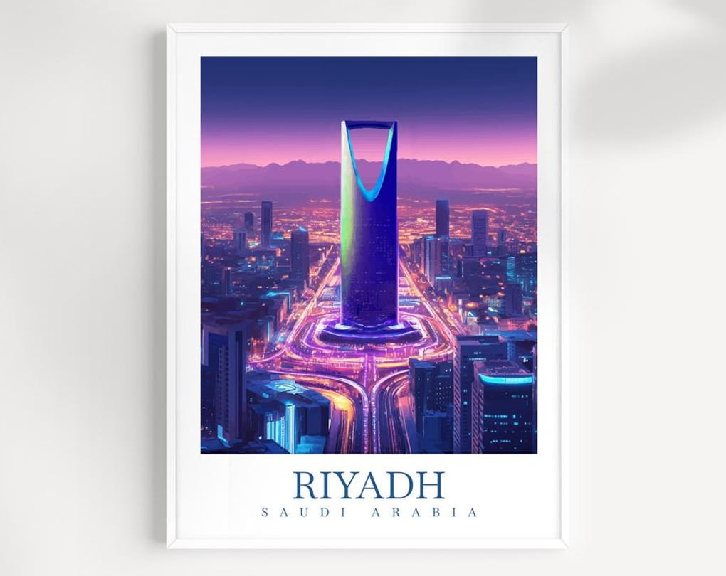 Riyadh Travel Print, Saudi Arabia Illustrated Wall Art, Original City ...