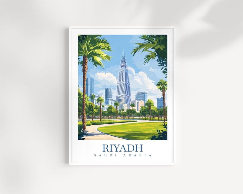 Riyadh Travel Print, Saudi Arabia Wall Art - Illustrated City Poster ...