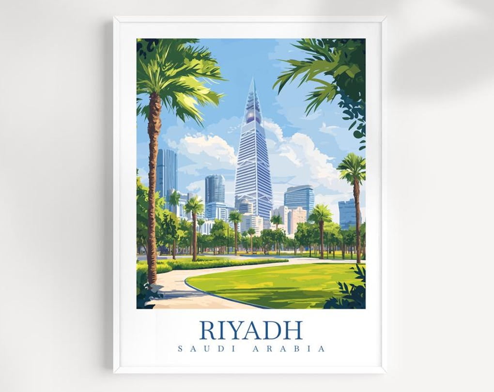 Riyadh Travel Print, Wall Art, Saudi Arabia Wall Art, Illustrated City Poster, Original Riyadh ...