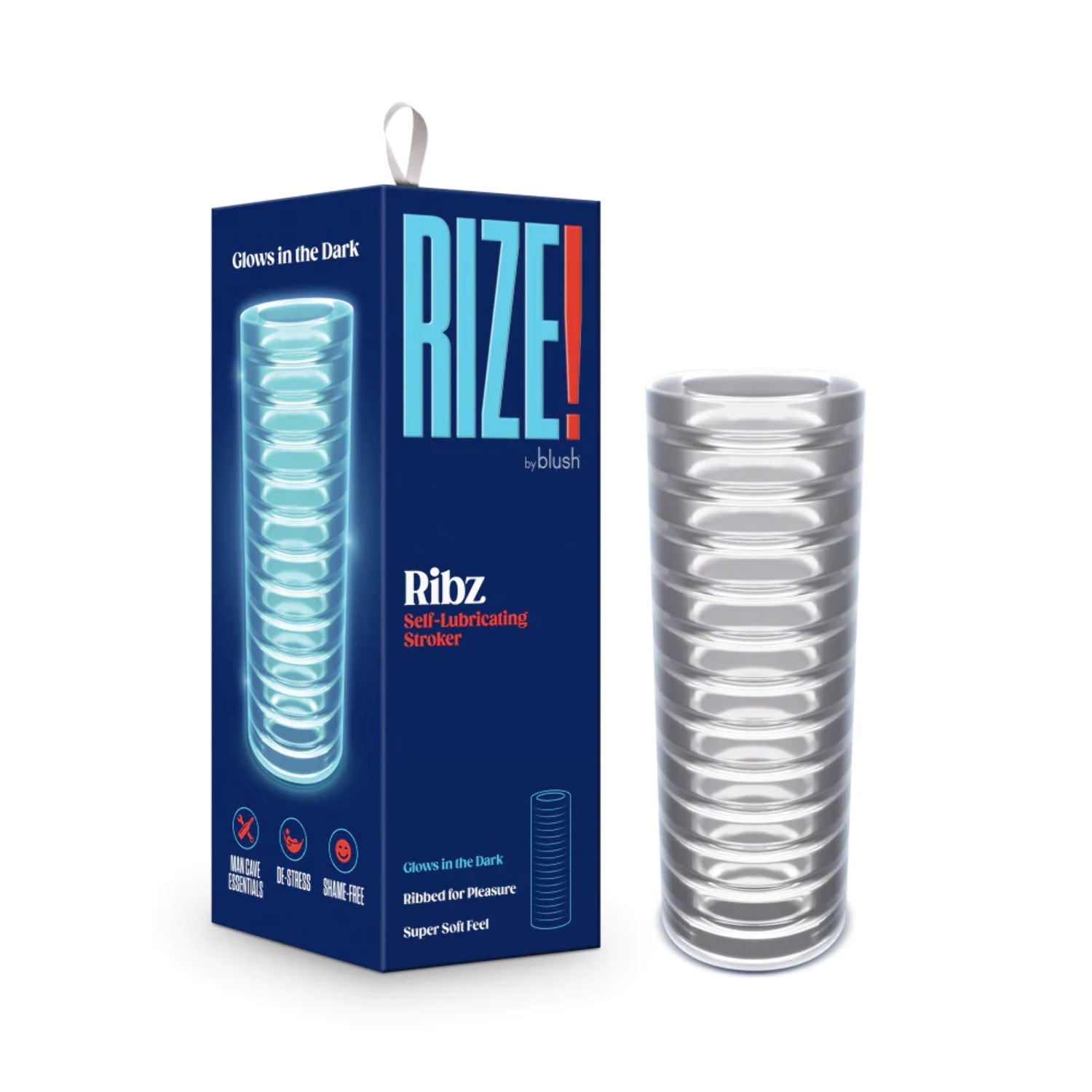 Rize - Ribz - Glow in the Dark Self - Lubricating Stroker - Clear by Blush BL-06309 - Walmart.com