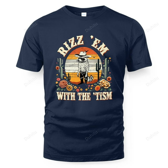 Rizz Em With The Tism Funny Autistic Meme Raccoon Cowboy - Walmart.com