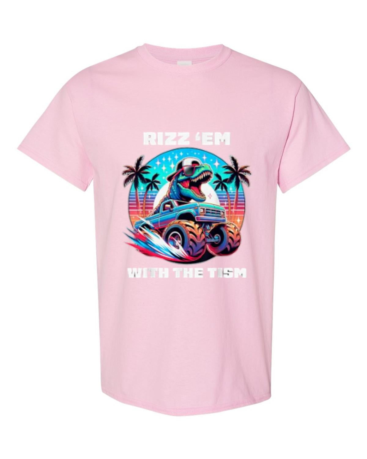 Rizz Em With The Tism T-Rex Dinosaur Funny Meme Bold Quote Graphic T ...