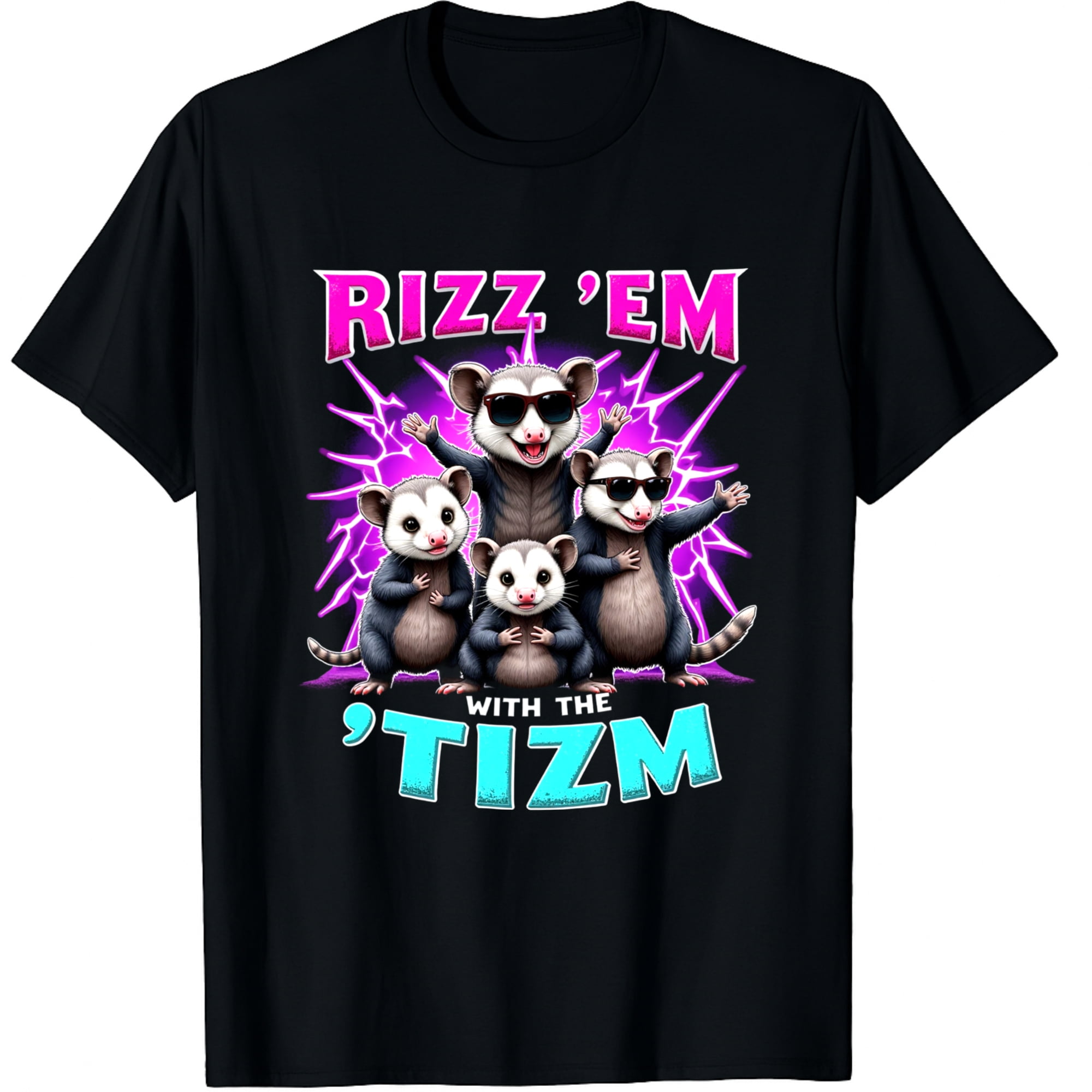 Rizz Em with The Tism Autistic Possum Funny Meme Graphic Crew Neck ...