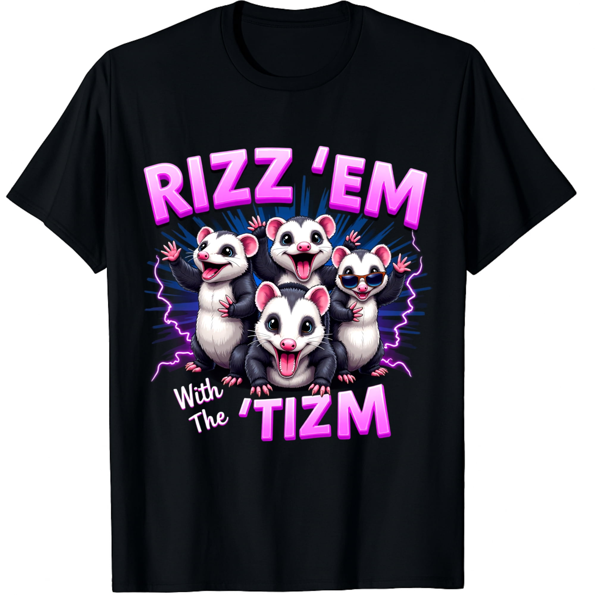 Rizz Em with The Tism Autistic Possum Funny Meme Graphic Crew Neck ...