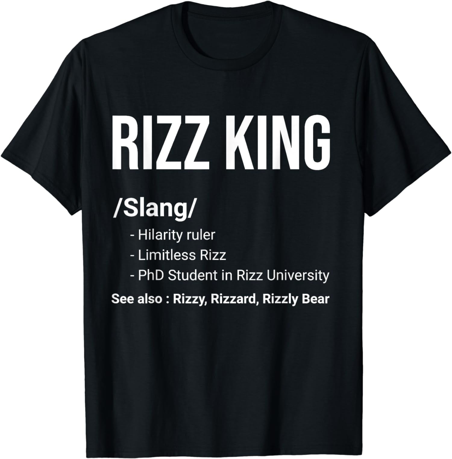 Rizz King Definition Collection Funny Meme Quote Rizzler T-Shirt ...