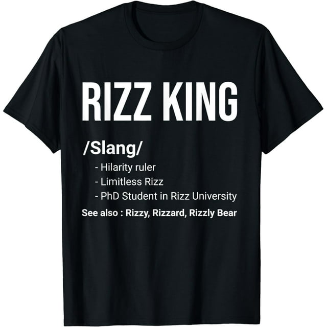 Rizz King Definition Collection Funny Meme Quote Rizzler T-Shirt ...