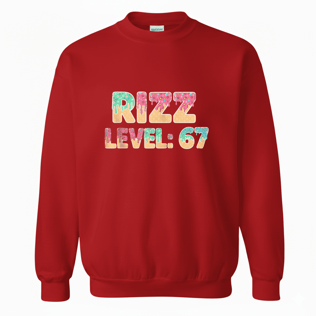 Rizz Level 67 Ice Cream Drip Meme Trend Viral Artistic Graphic ...