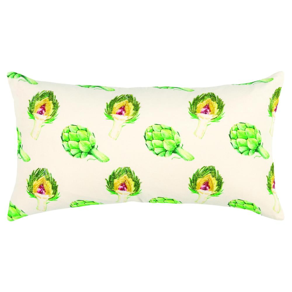 Rizzy Home 14" x 26" Down Filled Pillow with Cotton Duck Cover-Green ...
