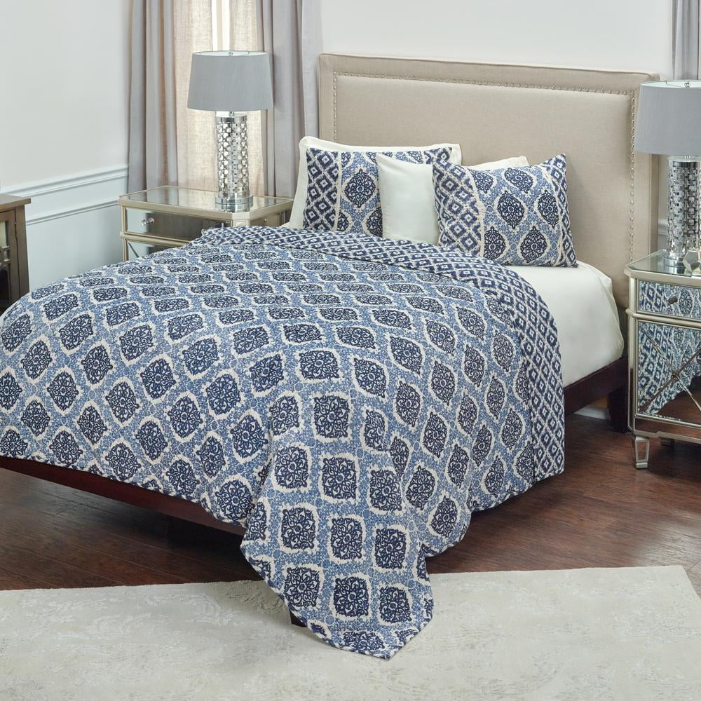 Rizzy Home Sham - 20 x 26 Diamond Medallion Design - Blue - Walmart.com