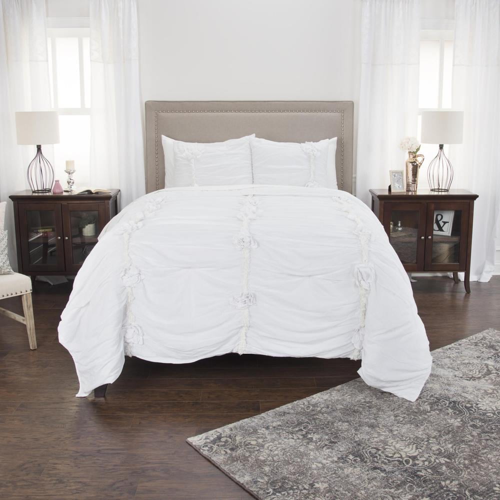 Rizzy Home Aiyana 20" x 36" Cotton King Sham in White - Walmart.com