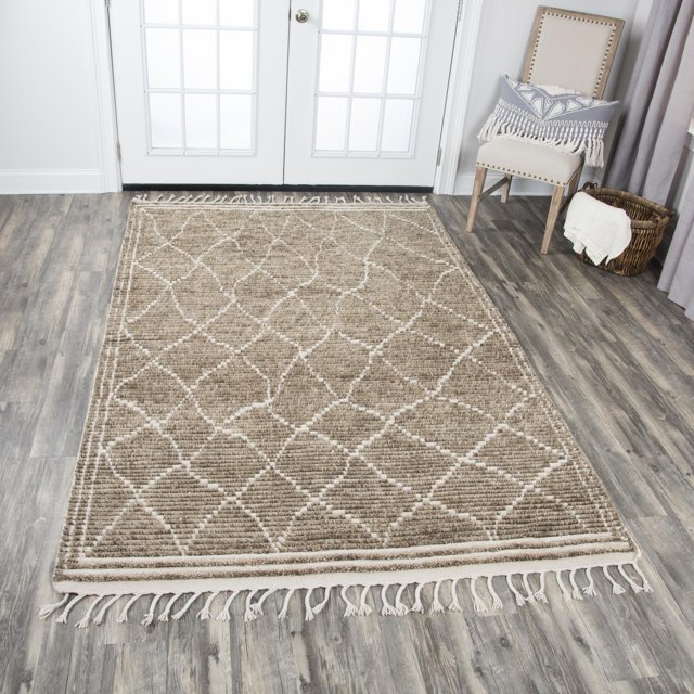 Rizzy Home Berkley Brown Dimonds/Lines Shag 18" x 18" Area Rug ...