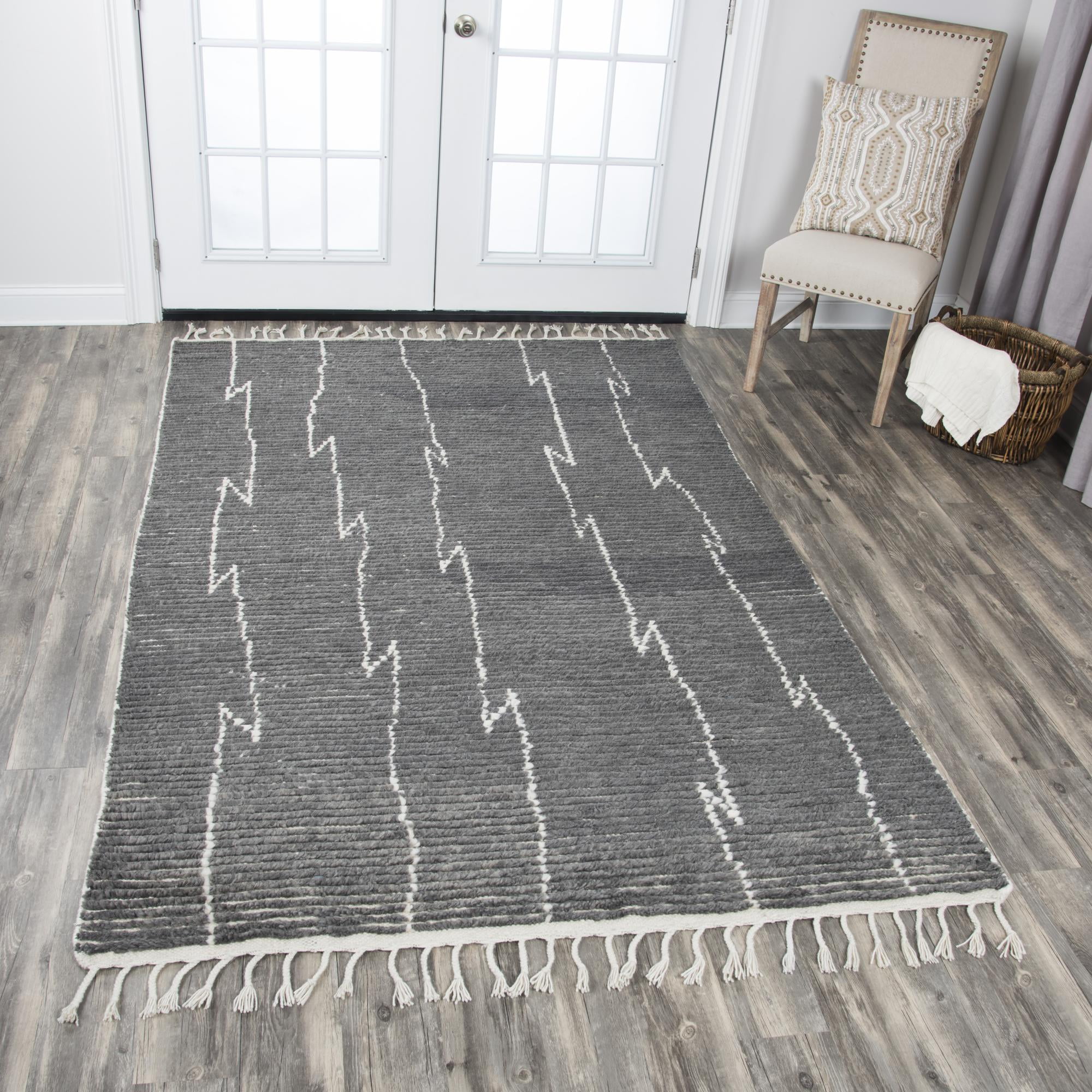 Rizzy Home Berkley Gray Lines Shag 18" x 18" Area Rug - Walmart.com